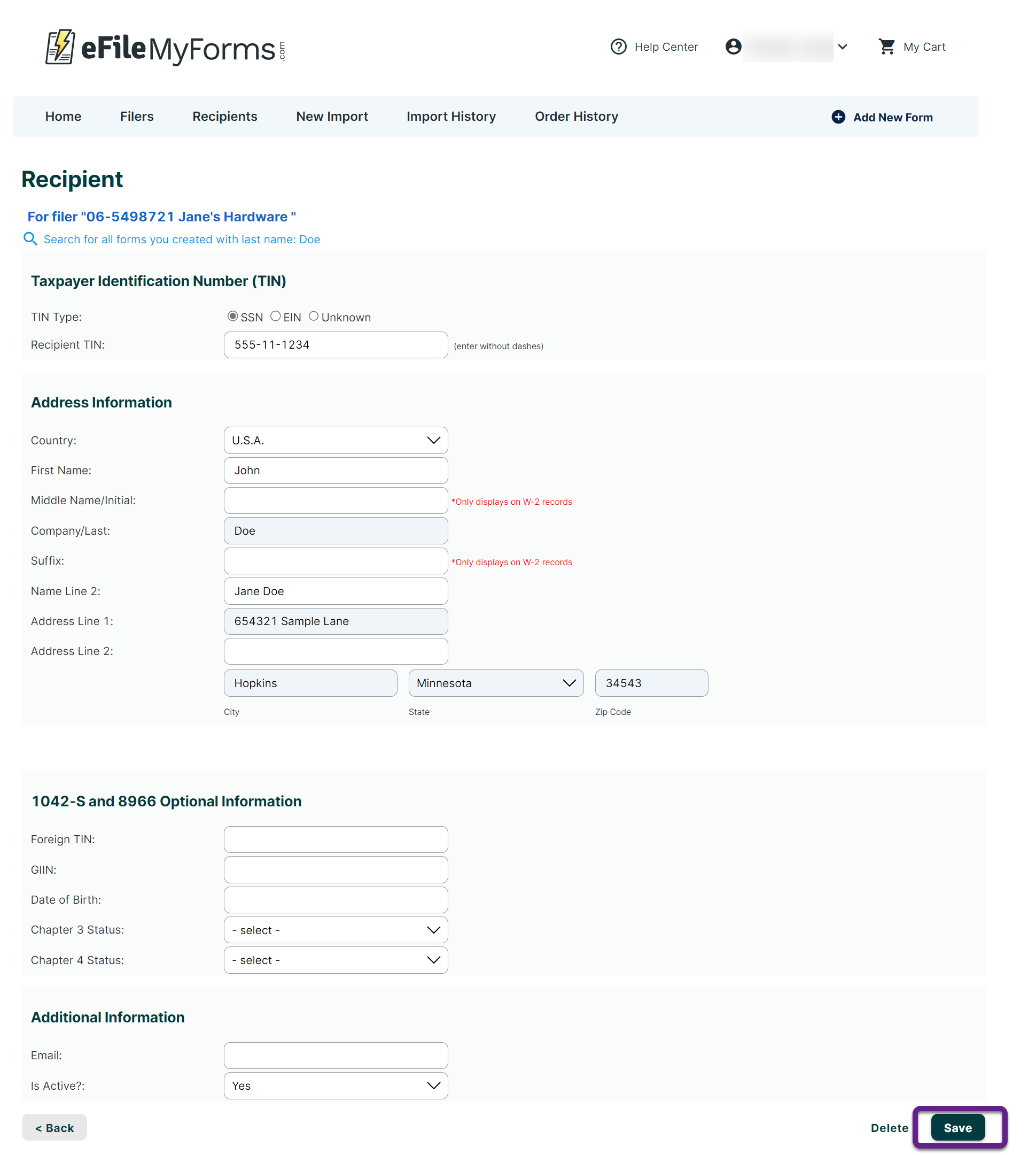 How to add and edit recipients – eFileMyForms