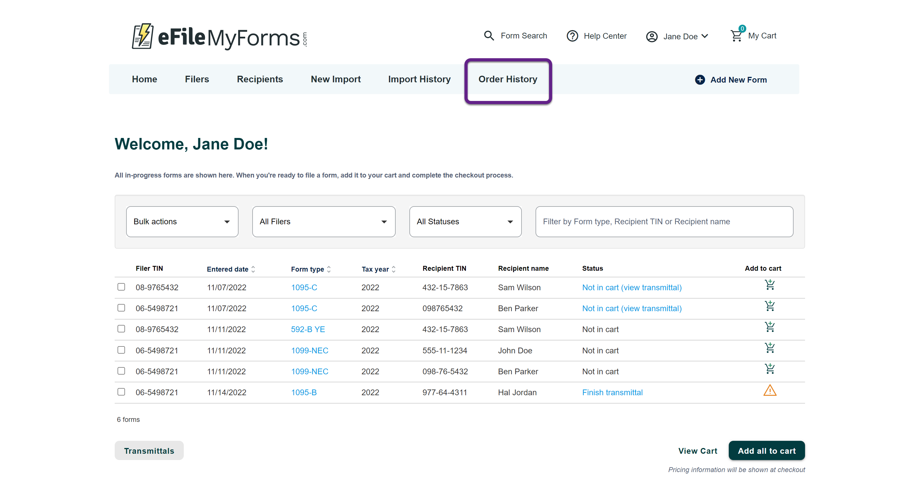 How to delete or void non-filed forms – eFileMyForms