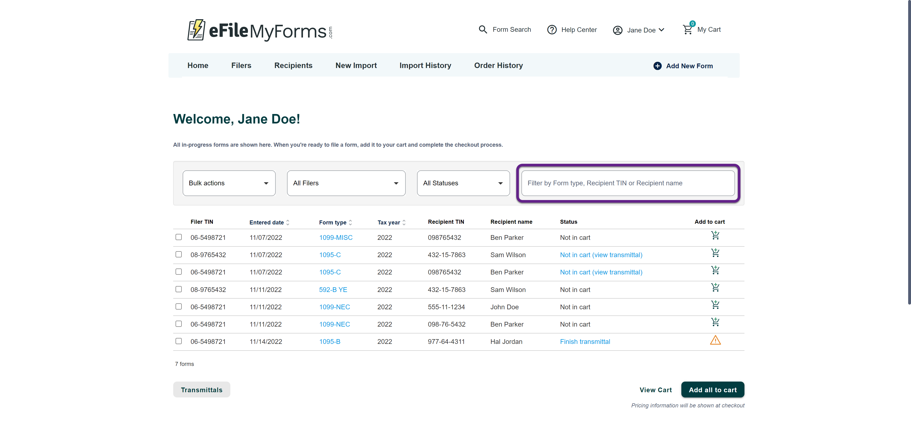 How to delete or void non-filed forms – eFileMyForms