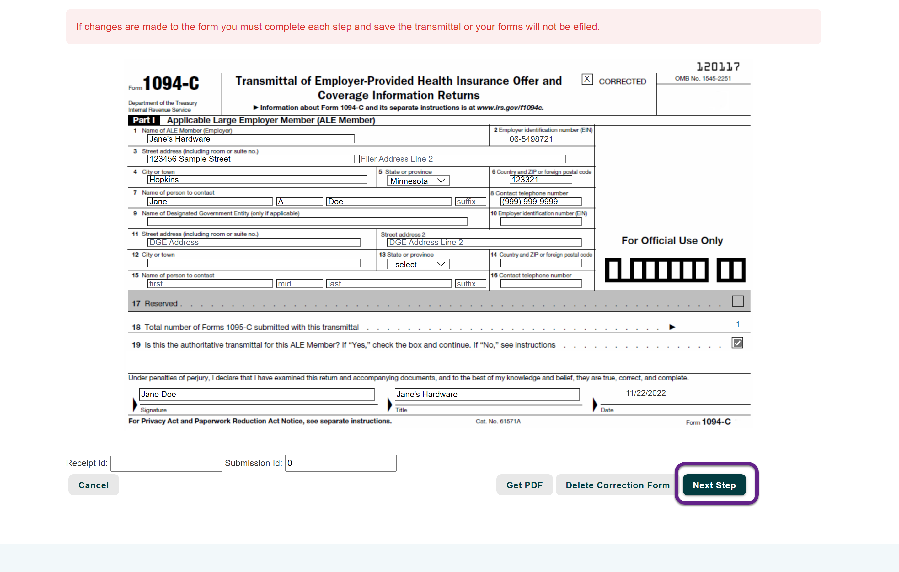 How To File A 1094 C 1094 B Correction EFileMyForms
