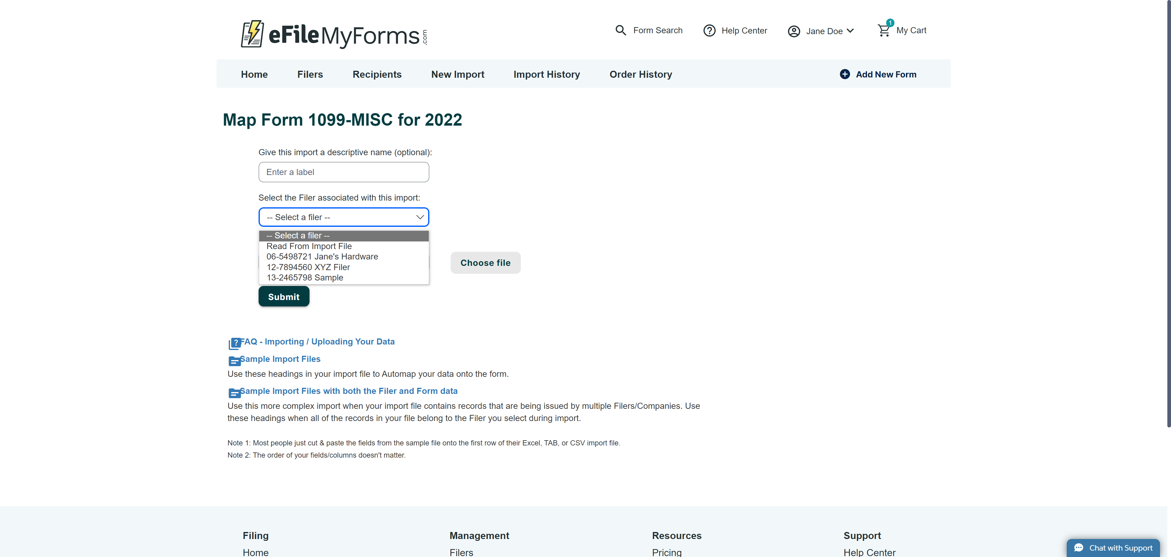 How to upload import files – eFileMyForms